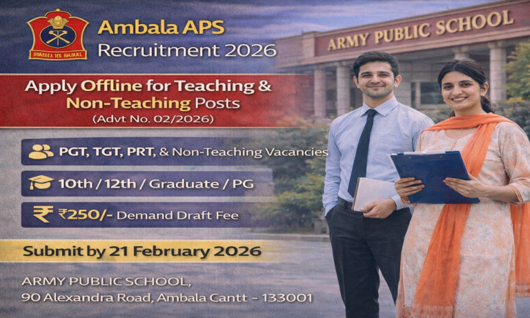 Ambala APS Teaching, Non-Teaching Offline Form 2026